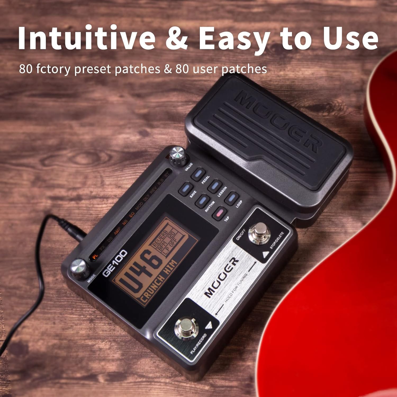 MOOER GE100 Multi-Effects Guitar Pedal review with presets, effects ...