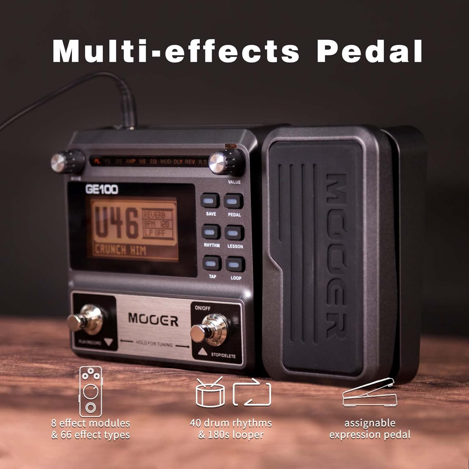 MOOER GE100 Multi-Effects Guitar Pedal review with presets, effects ...